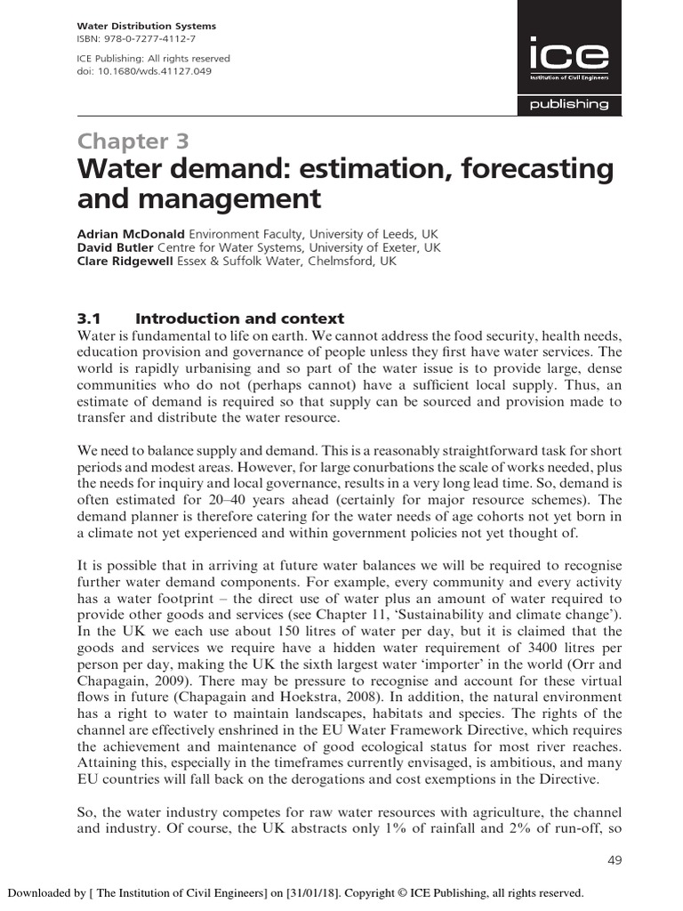 Water Demand: Estimation, Forecasting and Management | PDF | Drinking ...