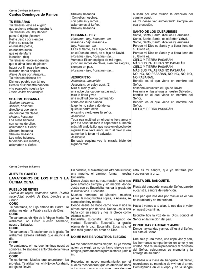 Cantos Semana Santa 2018 | PDF | eucaristía | Cristo (título)