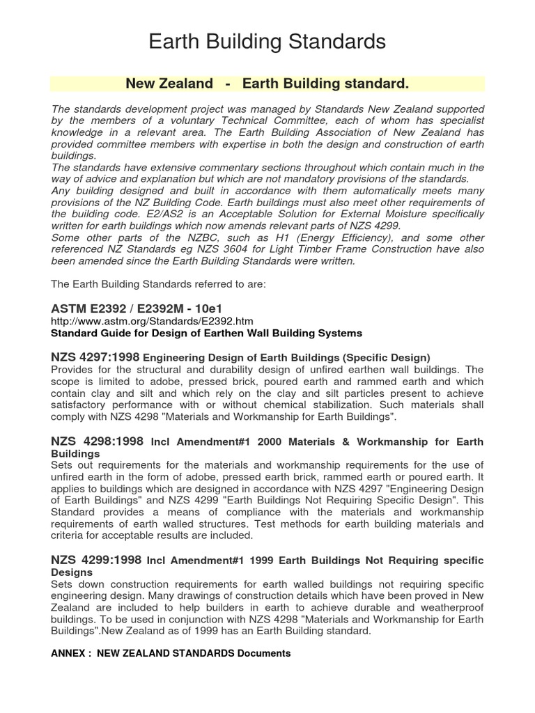 140111-New Zealand-Earth Building Standard | PDF | Building Code ...