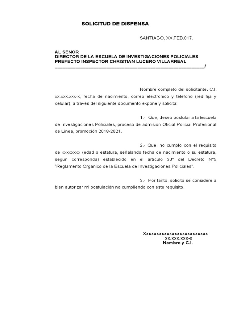 Formato Dispensa | PDF | Derecho