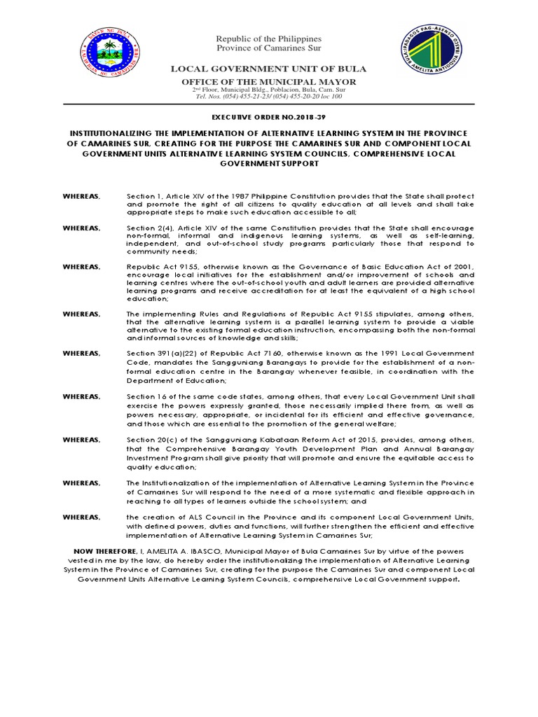Executive Order 2019-001 | PDF | Literacy | Local Government
