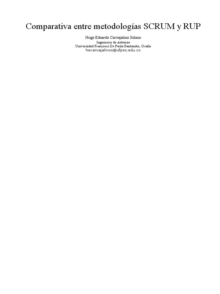 Comparativa SCRUM vs RUP en Software | PDF | Software | Ingeniería de ...