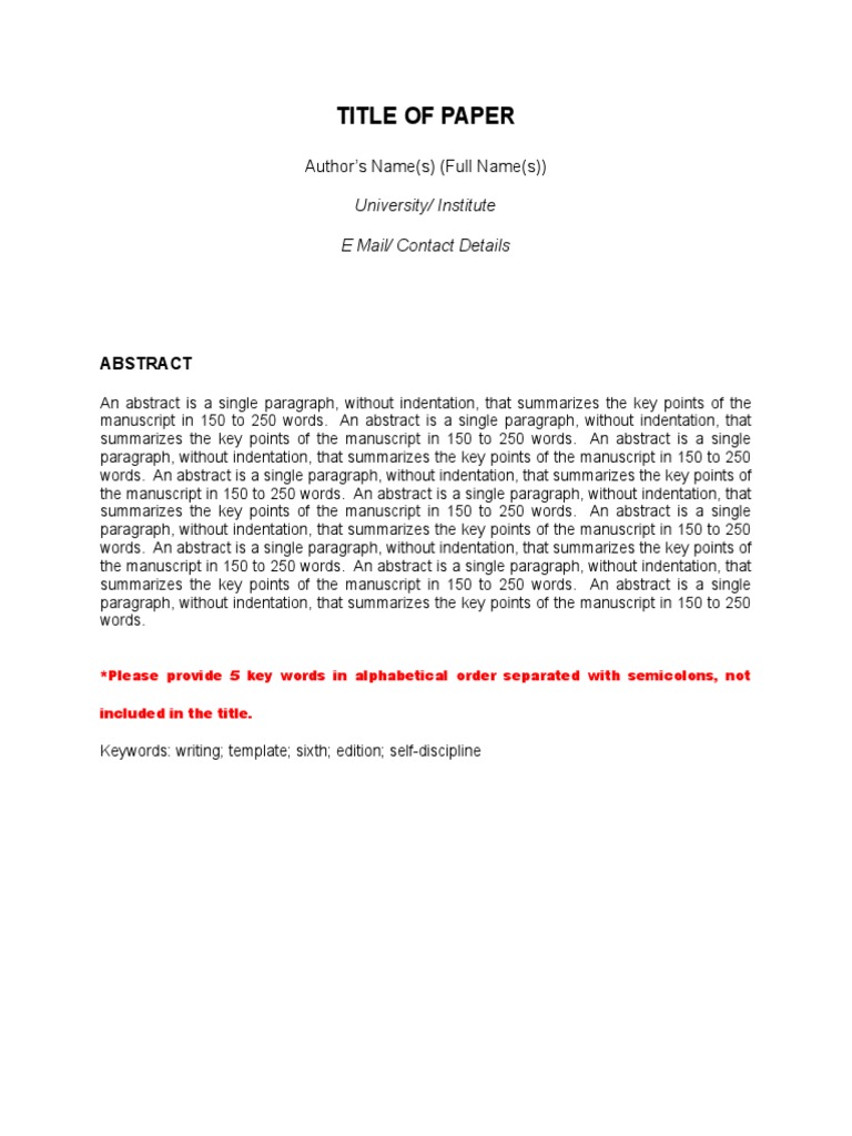 Abstract Writing Guidelines for Manuscripts | PDF | Language Arts ...