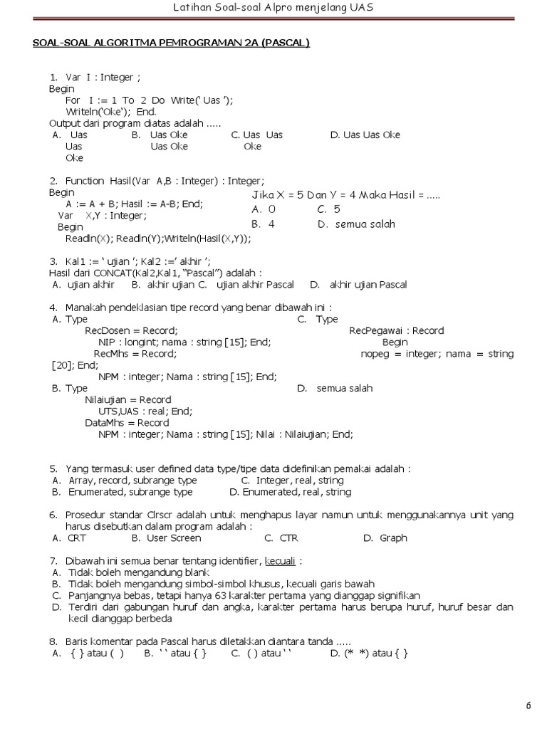 Soal Latihan Alpro | PDF