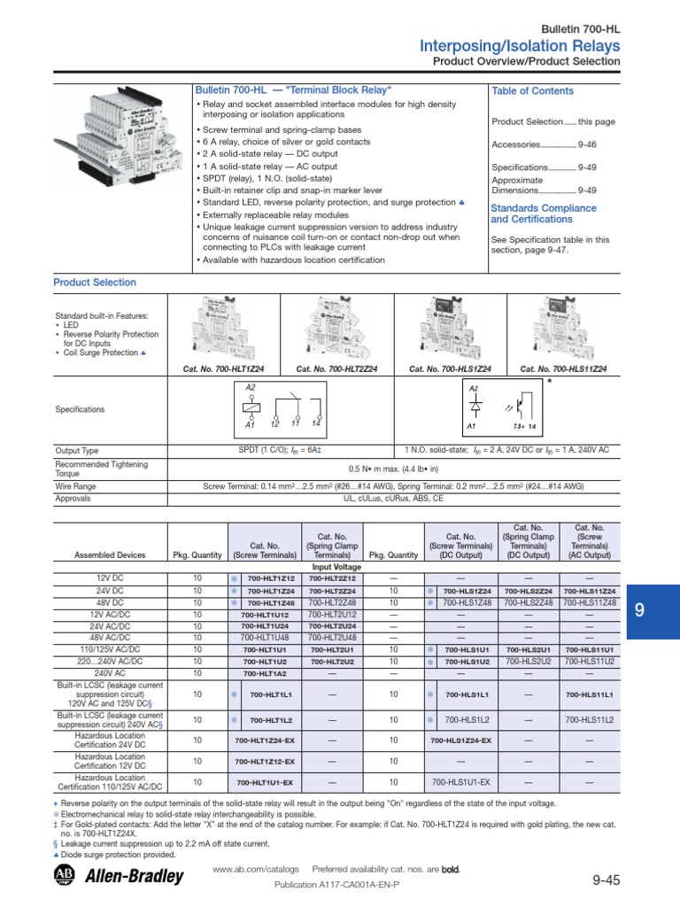 Relay Terminal Block - Rockwell Automation AB - CATALOGUE | PDF | Mains ...