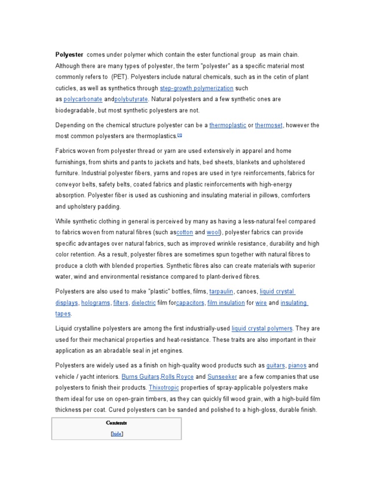 Polyester | PDF | Polyester | Chemical Compounds