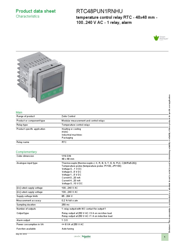 Zelio Control Relays - RTC48PUN1RNHU PDF | PDF | Relay | Thermocouple