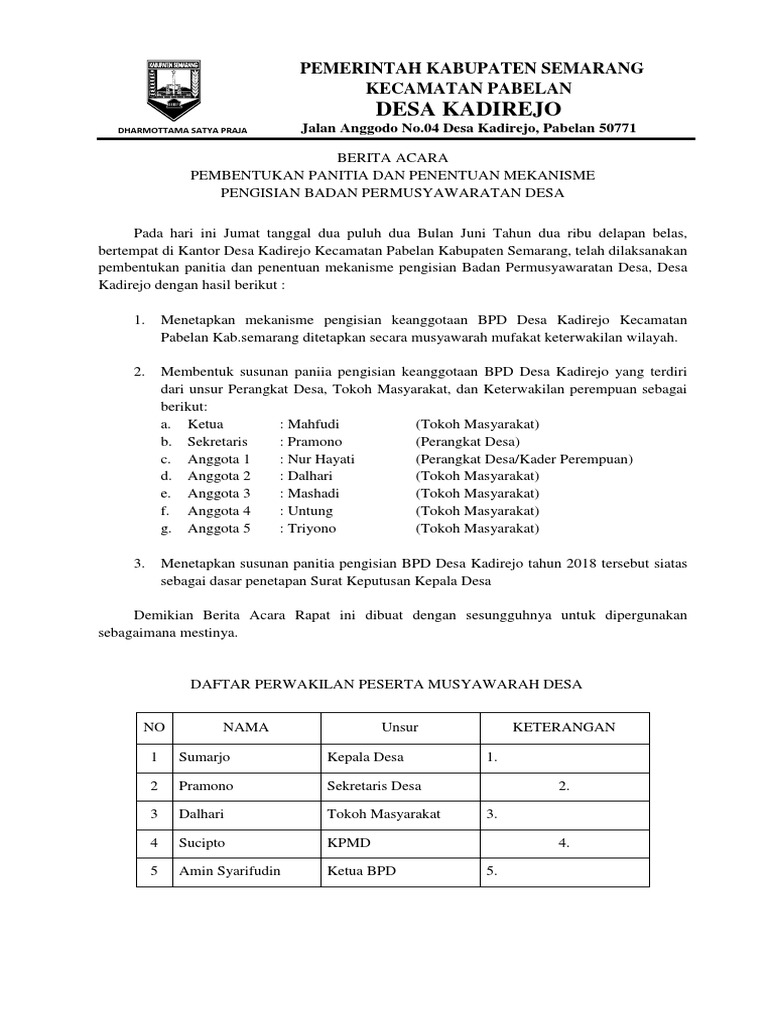 Berita Acara Rapat Pembentukan Panitia | PDF