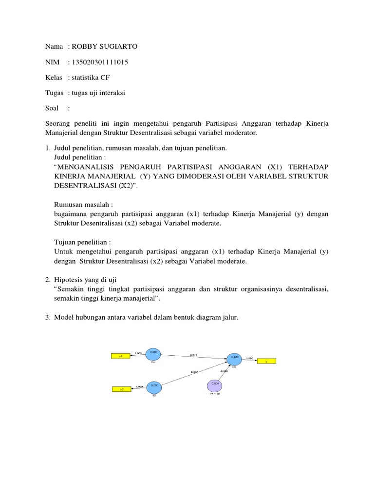 Uji Moderasi Partisipasi Anggaran | PDF | Metode & Bahan Ajar