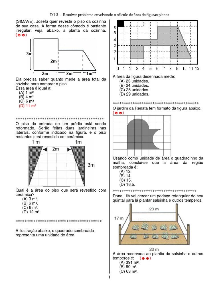 Calcular área de figuras planas irregulares | PDF | Metro | Sistema ...