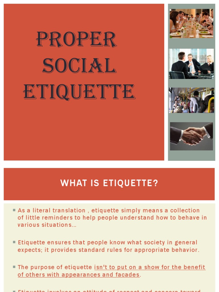 Proper Social Etiquette | PDF | Etiquette | Behavioural Sciences