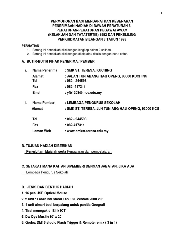 Template PERMOHONAN PENERIMAAN SUMBANGAN | PDF