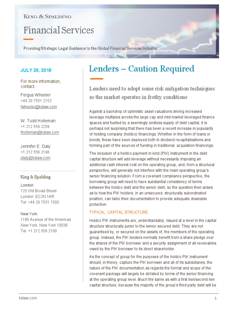 PIK Facilities | PDF | Debt | Capital Structure