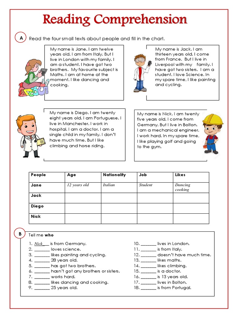Reading Comprehension Reading Comprehension Exercises - 113807 | PDF ...