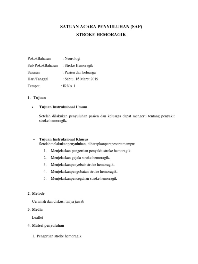 Sap Stroke Hemoragik | PDF