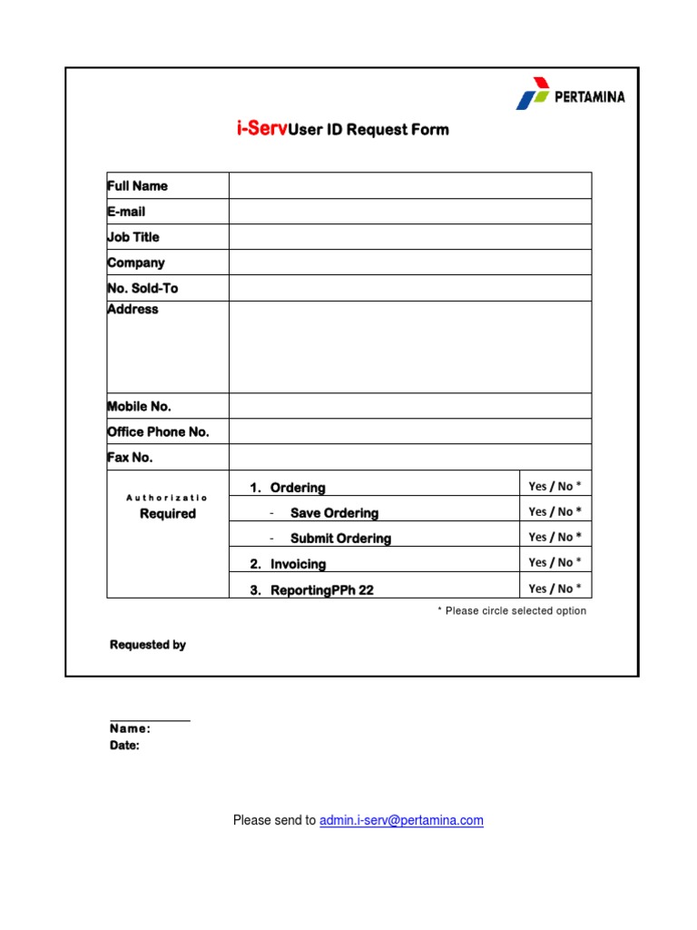 I-Serv: User ID Request Form | PDF