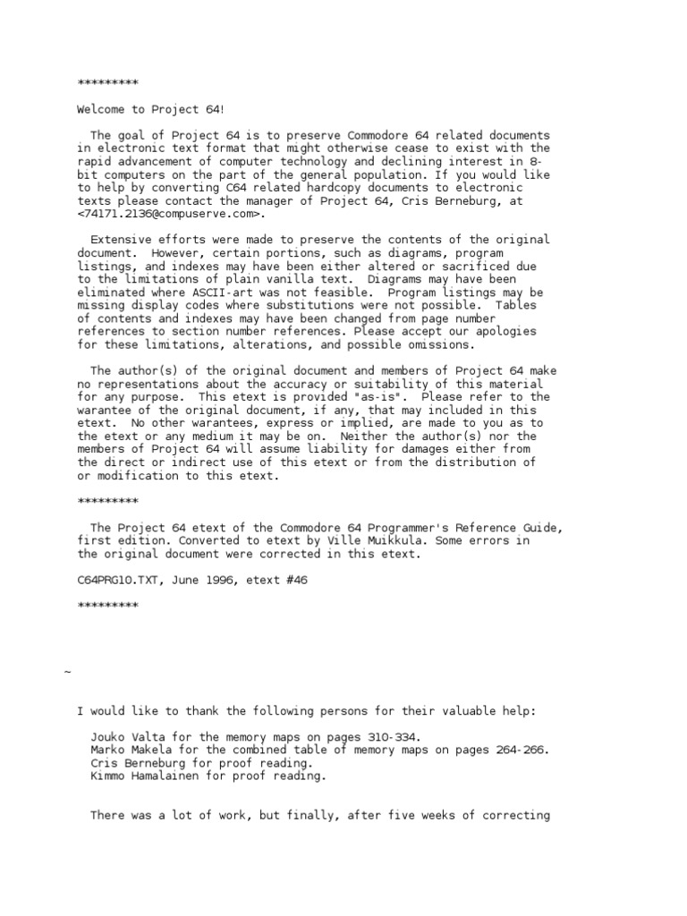 Commodore 64 Programmer's Reference Guide | PDF | Basic | Computer ...