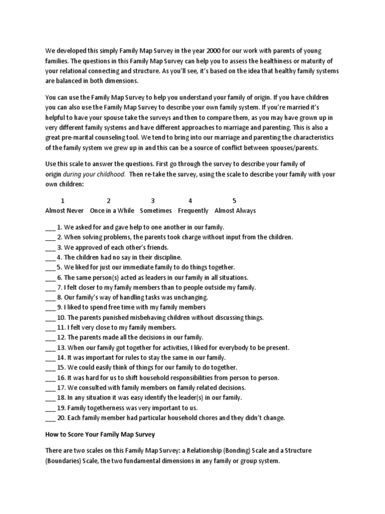 Assessing Family Dynamics Using The Family Map Survey To Evaluate