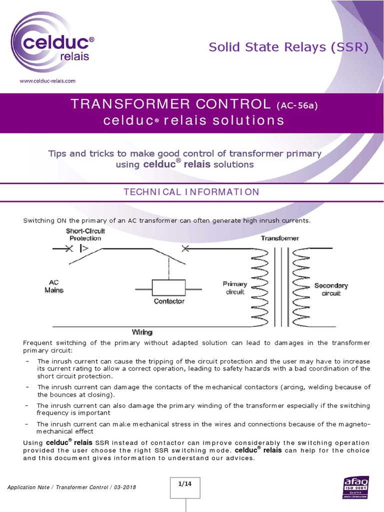 Transformer Control Celduc Relais Solutions: Solid State Relays (SSR ...