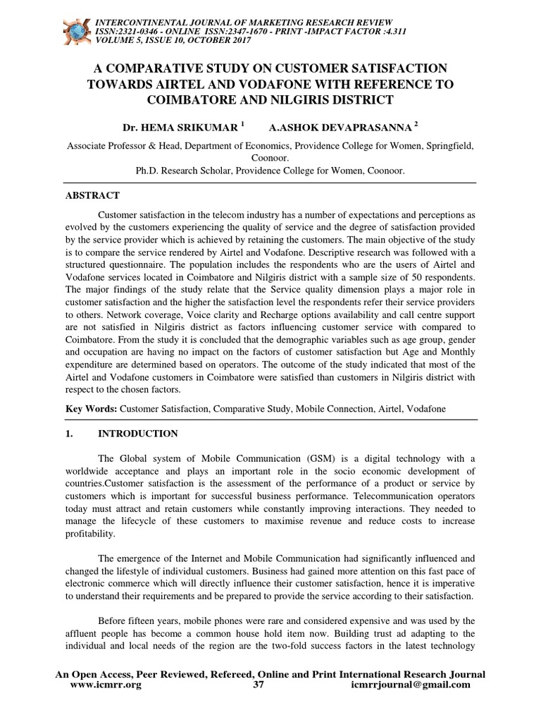 Customer Satisfaction in Coimbatore Telecom | PDF | P Value | Customer ...