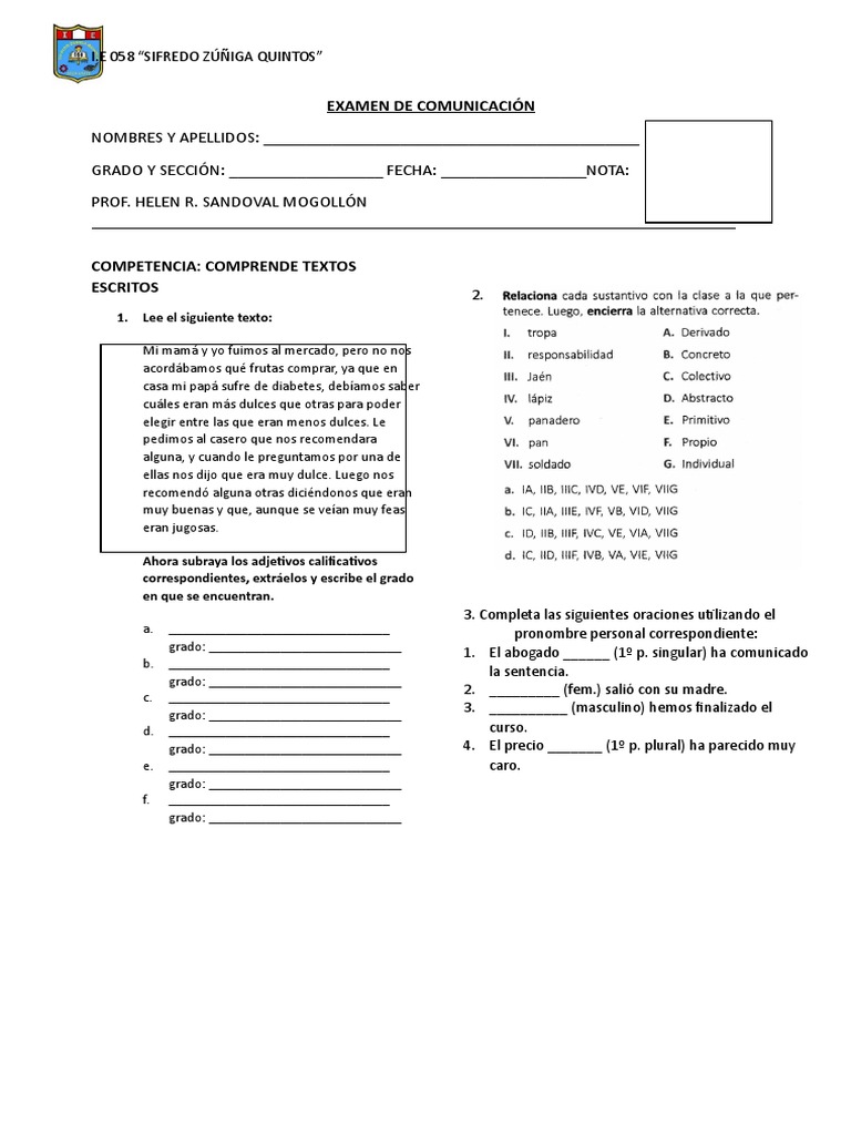 Examen de Comunicación | PDF