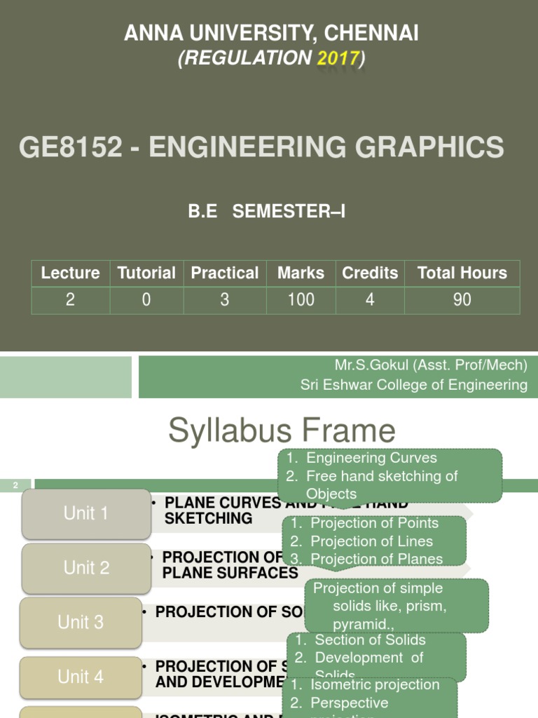 GE8152 Engineering Graphics - Course Materials PDF | PDF | Technical ...