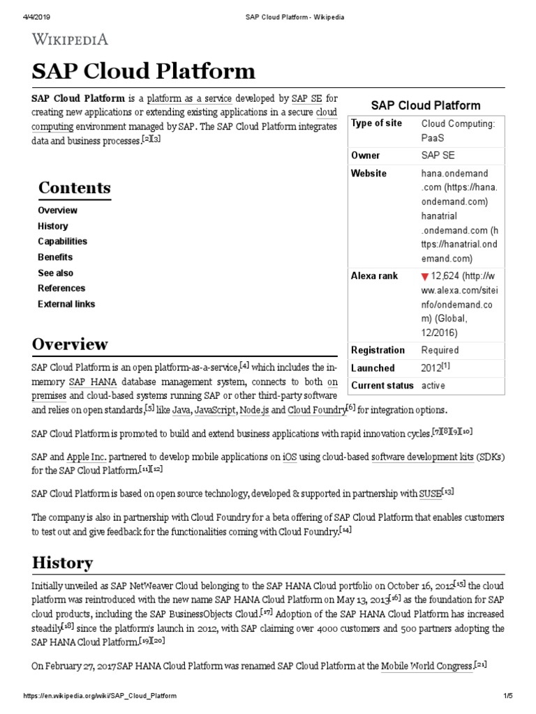 Sap CP 1 | PDF | Sap Se | Cloud Computing