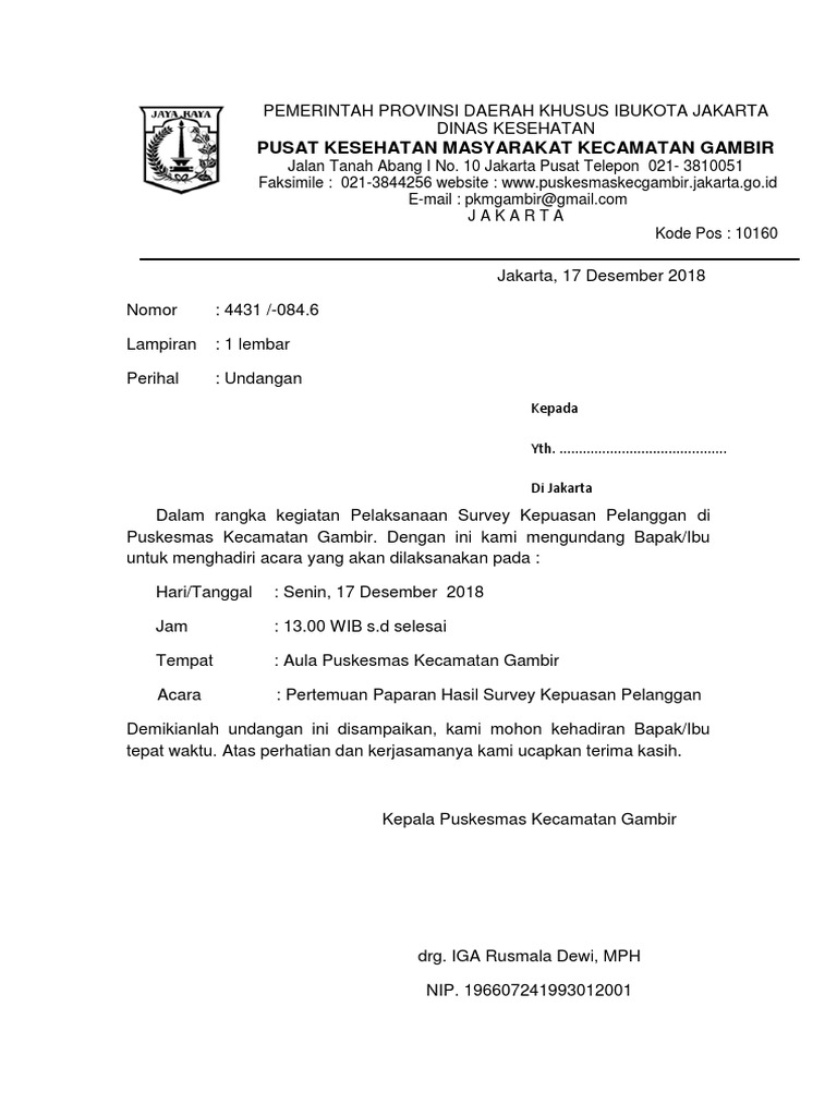 Surat Undangan Kpi Hasil | PDF