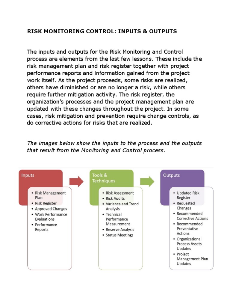 Risk Monitoring Control Inputs & Outputs | PDF