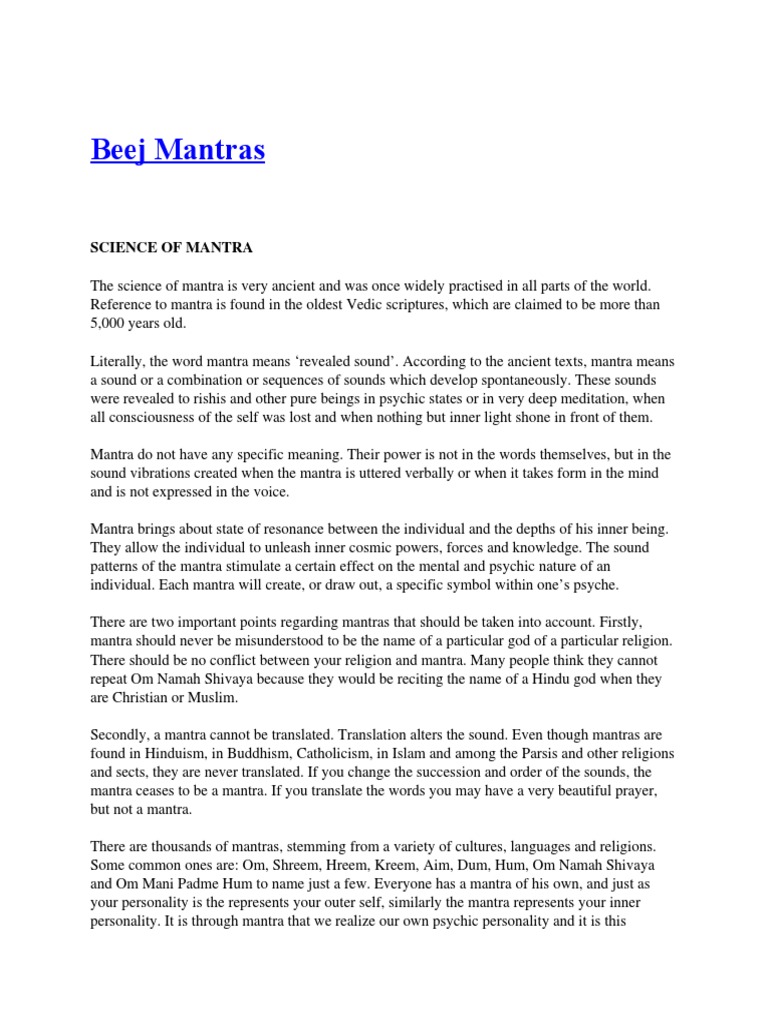 Chakras and Beeja Mantra PDF | PDF | Mantra | Chakra