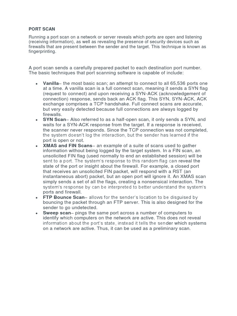 Port Scan | PDF | Transmission Control Protocol | Port (Computer Networking)