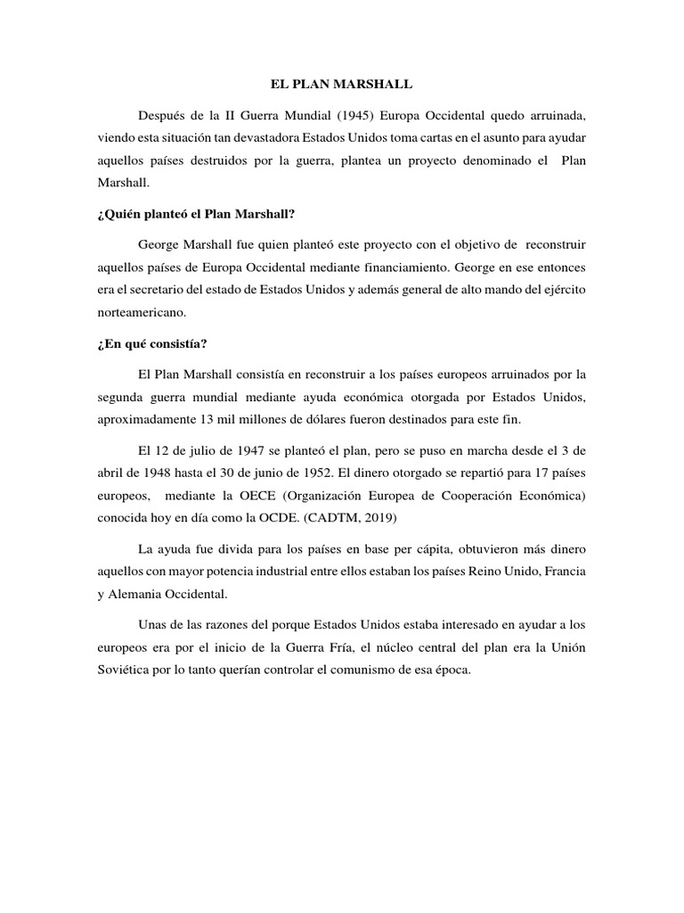 Plan Marshall | PDF | plan Marshall | Viajes por Europa