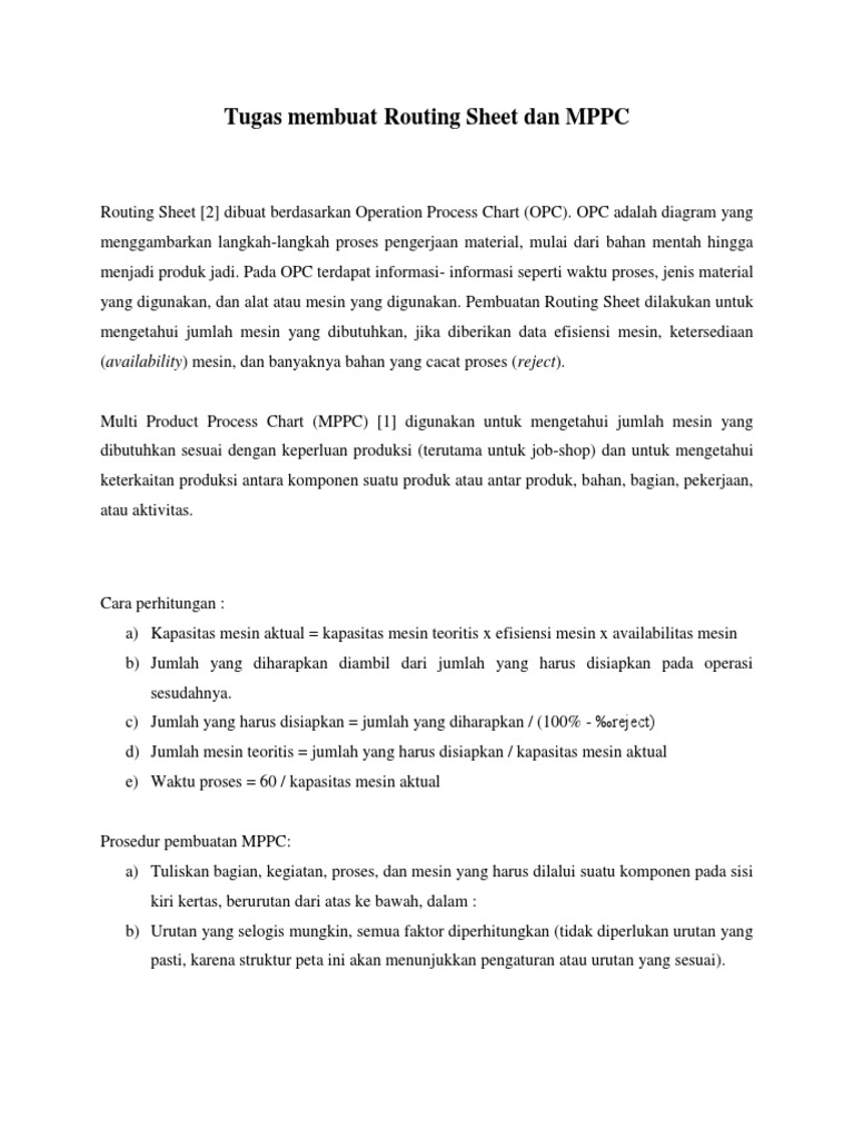 Tugas Membuat Routing Sheet Dan MPPC | PDF