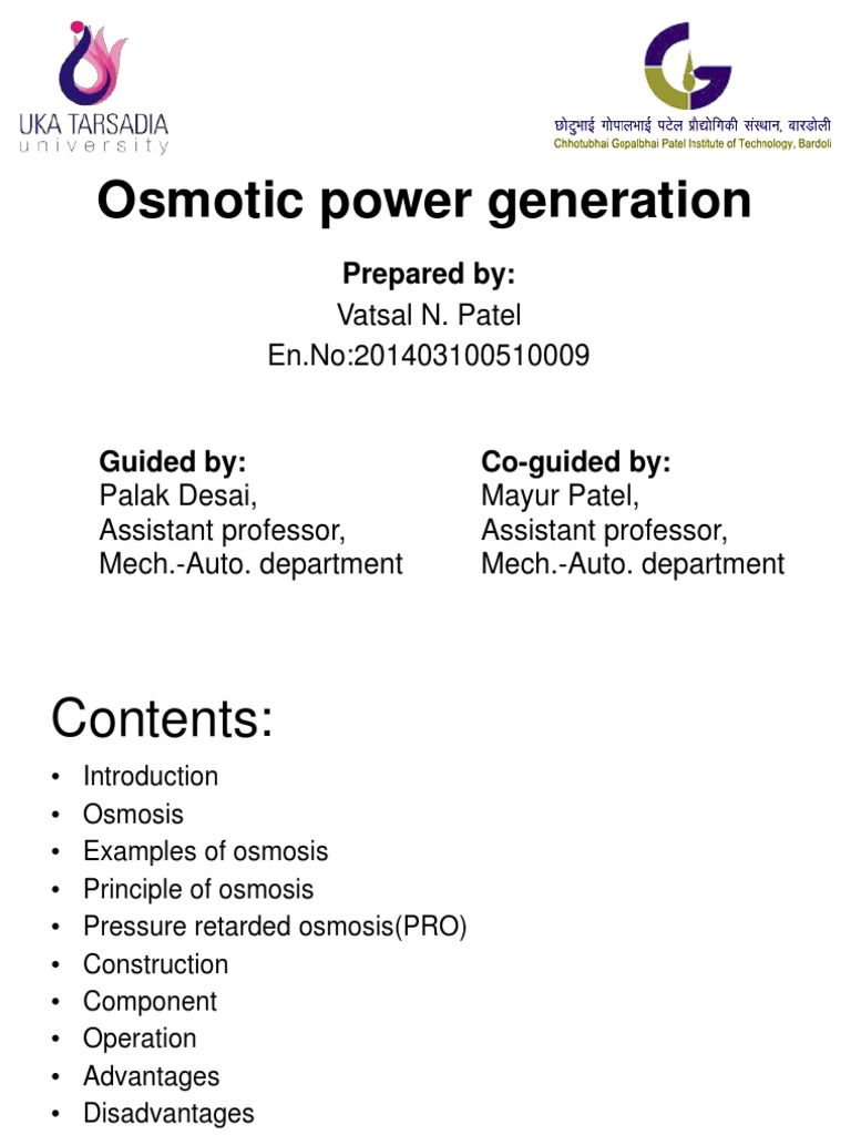 Osmotic Power Generation: Prepared by | PDF | Osmosis | Transparent ...