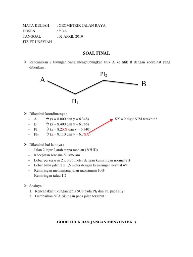Soal Geometrik Jalan Raya | PDF