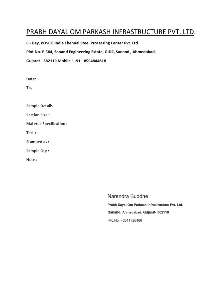 Lab Test Letter | PDF | Business | Nature