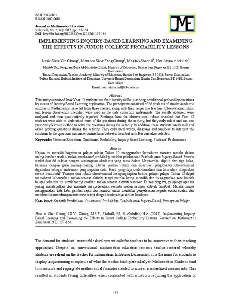 Implementing Inquiry-Based Learning and Examining The Effects in Junior ...