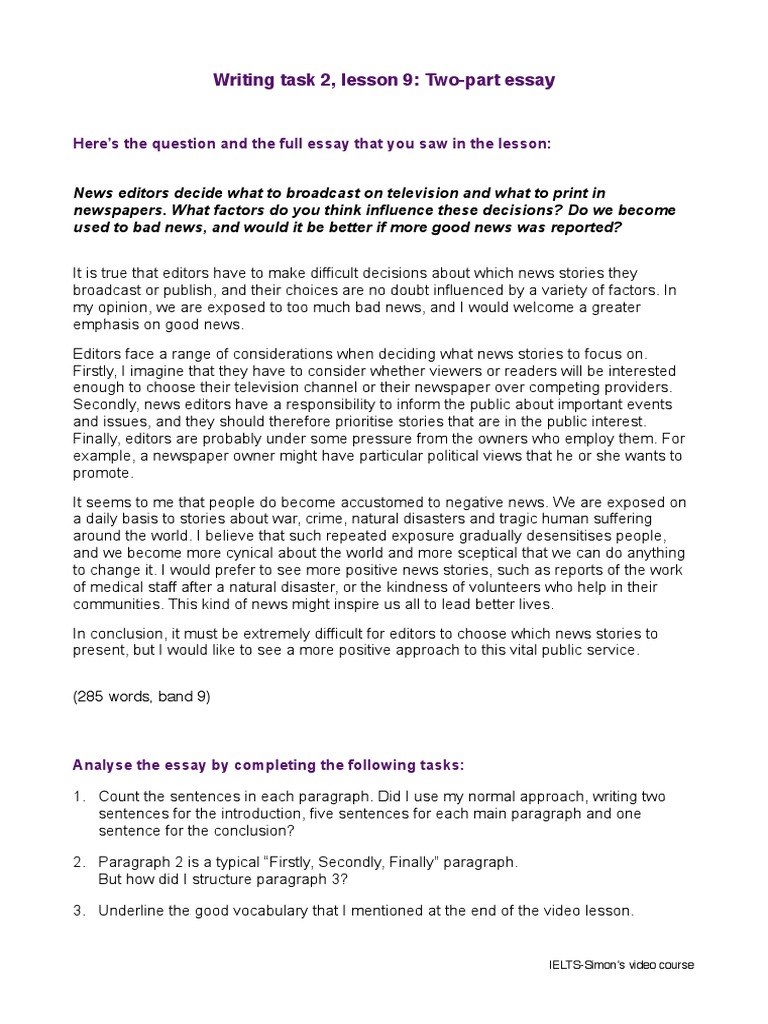 Lesson 9-Task 2-2-Part Question Worksheet | PDF | News | Newspapers