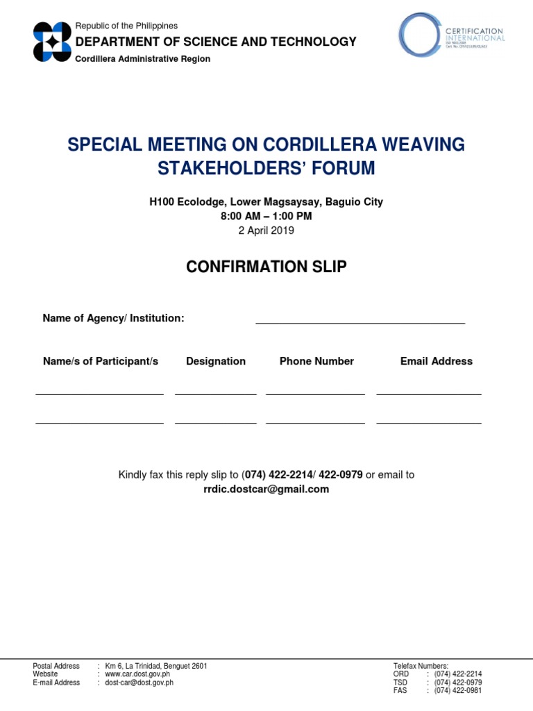 1) A Confirmation Slip | PDF | Business