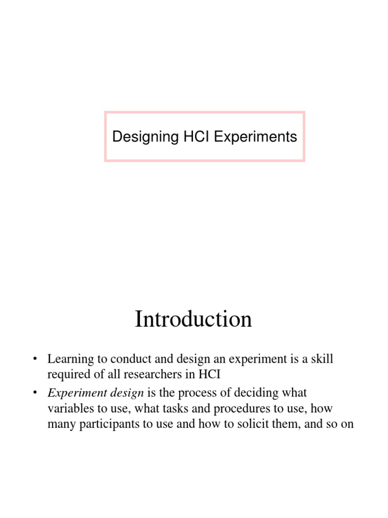 A DesigningHCIExperiments | PDF | Human–Computer Interaction | Experiment