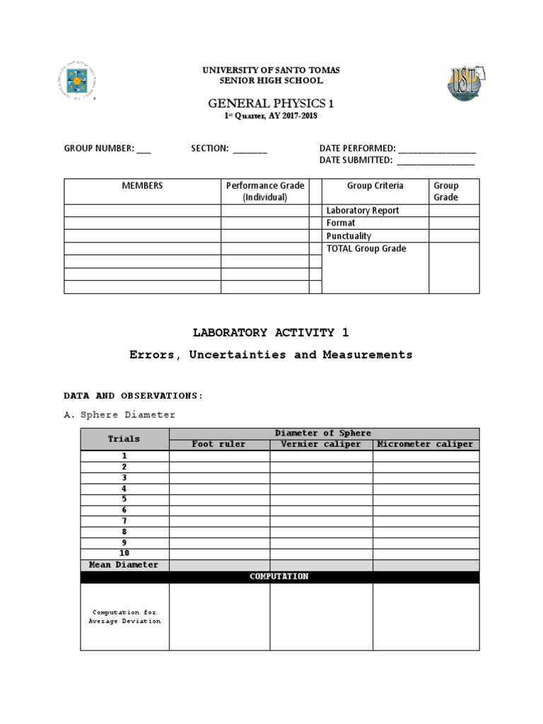 General Physics 1: University of Santo Tomas Senior High School | PDF ...