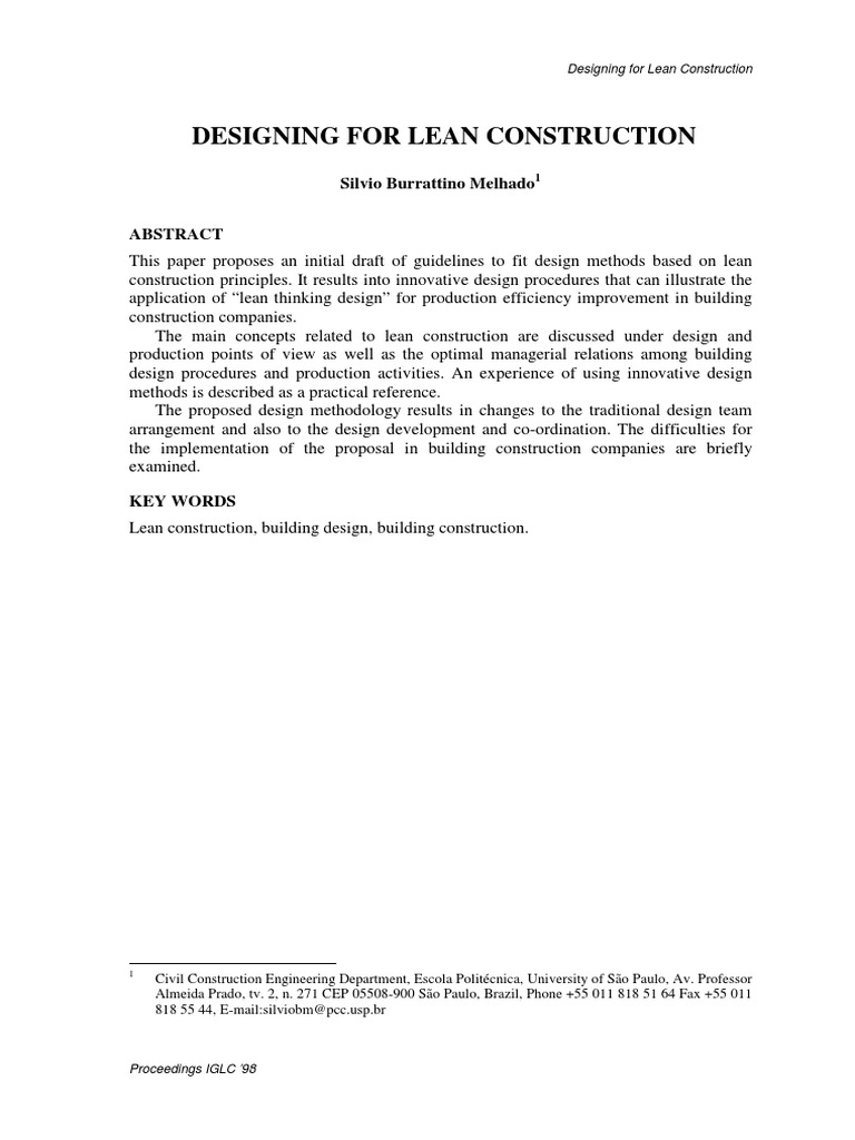 Lean Construction Design Guide | PDF | Lean Manufacturing | Design