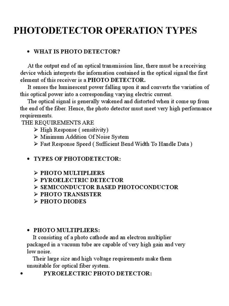 Photodetector Operation Types | PDF | Diode | P–N Junction