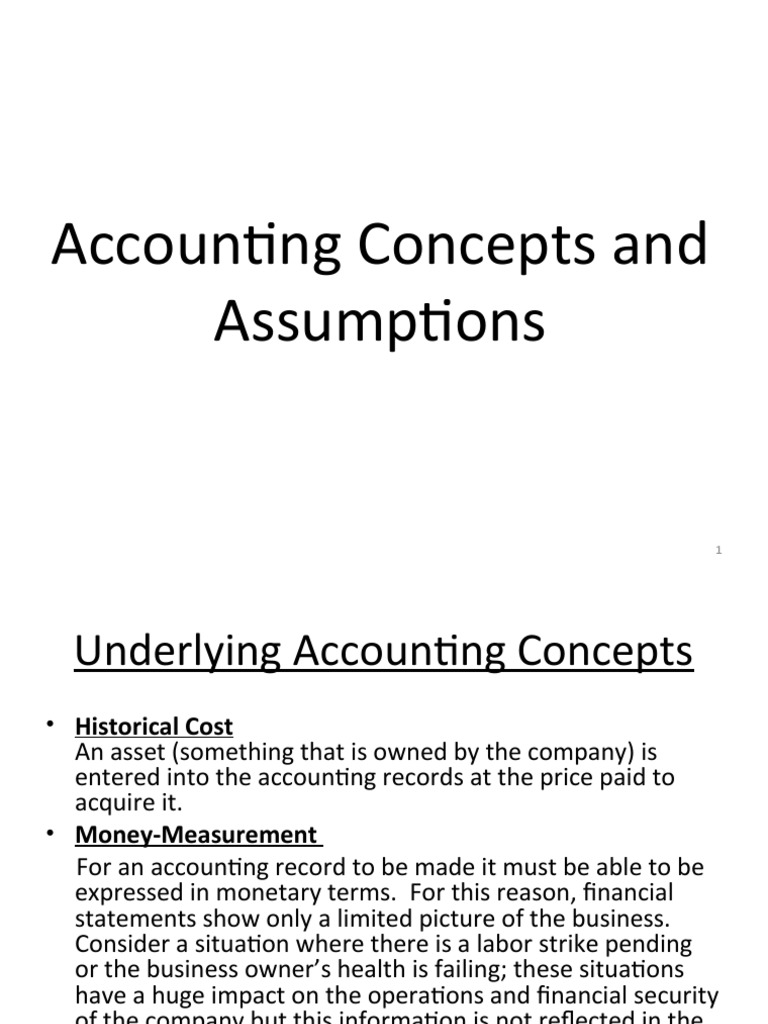 Accounting Concepts and Assumptions | Download Free PDF | Equity ...