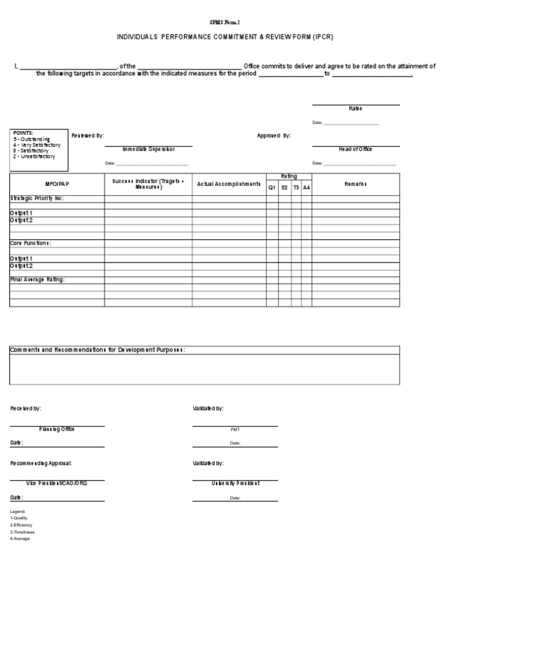 Individuals Performance Commitment & Review Form (Ipcr) | PDF | Business