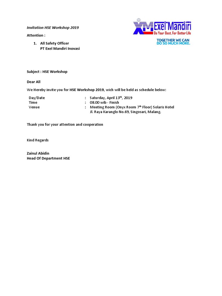 Invitation of HSE Workshop 2019 (English) | PDF