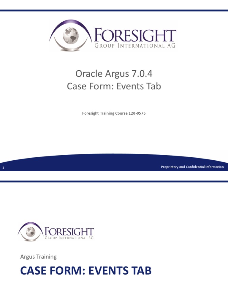 Course 120-0576 Oracle Argus 7.0.4 Case Form Events Tab | PDF | Dose ...