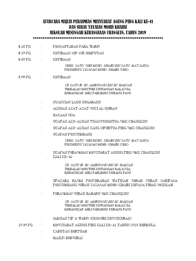 Aturcara Majlis | PDF