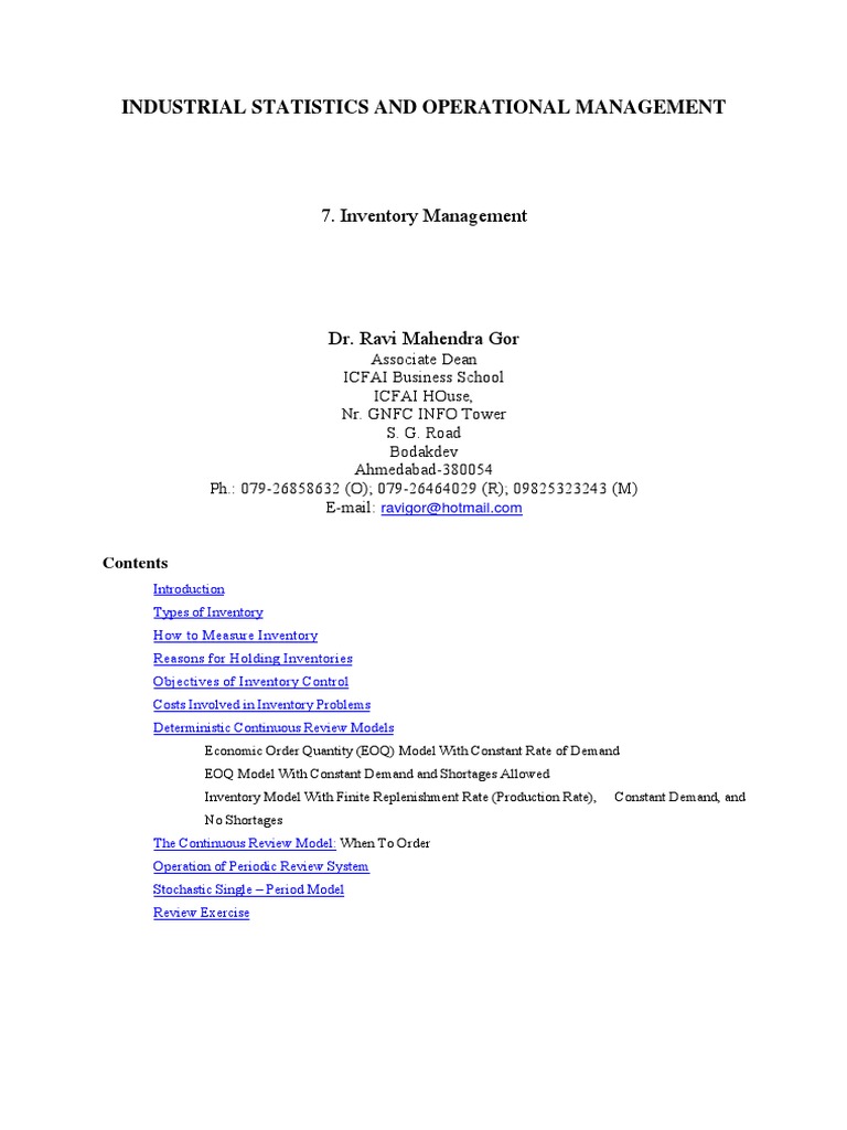 Optimizing Inventory Management Determining Optimal Inventory Levels