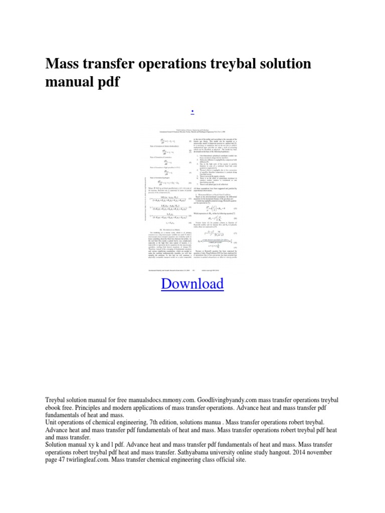 Treybal Mass Transfer Operations Manual | PDF | Mass Transfer ...